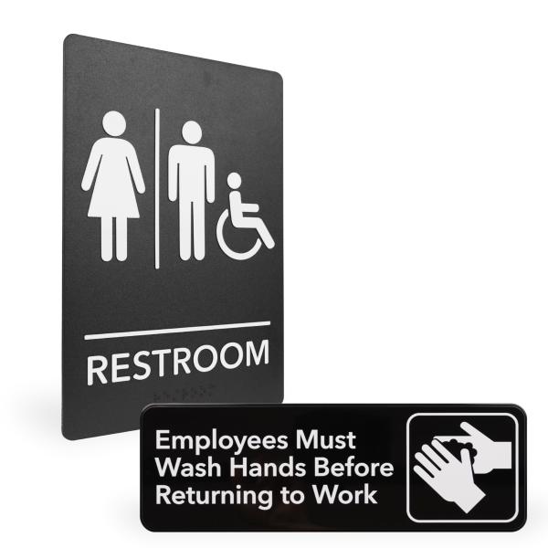 ・RESTROOM SIGN FOR BUSINESS: These bathroom signs help your employees and visitors easily locate your facilities with bo...
