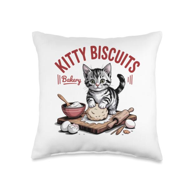 ・This adorable "Kitty Biscuits Bakery" design shows a kitten kneading dough like a pro. Perfect for cat lovers who adore...