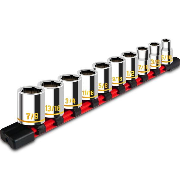 ・LARGE AND CLEAR SIZE MARKING：Shallow socket set use upgraded technology - embossed markings (steel stamped and paint fi...
