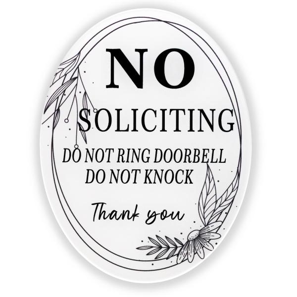 ・Classy No Soliciting Sign for Home - Maintain peace and privacy with these oval acrylic Do Not Knock and Do Not Ring Do...