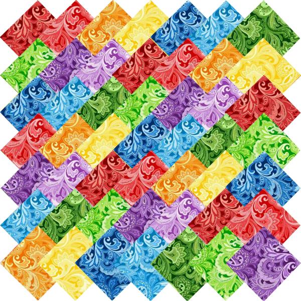 ・Cotton Fabric Squares: 5x5 inches - Paisley・50 PCS, 10 Different Patterns: 5 pieces per pattern. Pre-cut quilting fabri...