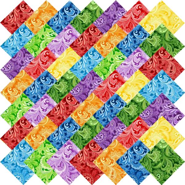 ・Cotton Fabric Squares: 4x4 inches - Paisley・200 PCS, 10 Different Patterns: 20 pieces per pattern. Pre-cut quilting fab...