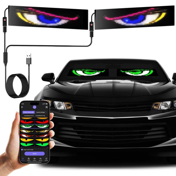・【2-Piece Set 】 You can connect 2 LED signs at the same time via Bluetooth, and there are various eye animations in the ...