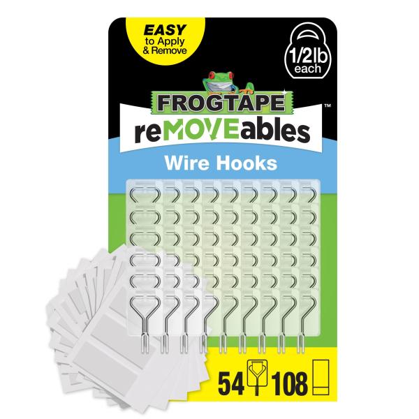 ・HOLDS HALF A POUND: Each FrogTape reMOVEables Small Clear Wire Hook holds up to half a pound; Wire wall hooks can hold ...