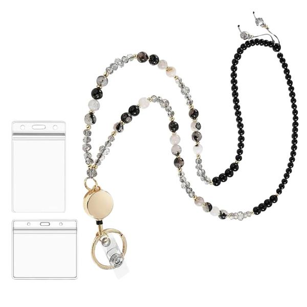 ・Material: metal, plastic, stone, glass・Size: approx. 52 cm length lanyard, 30 cm length retractable reel cord, 112 x 68...