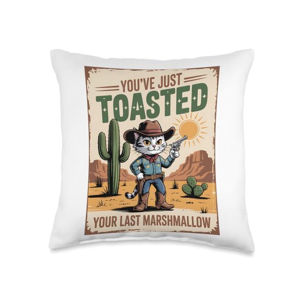 ・This funny cowboy cat design features a gun-slinging feline in the wild west saying "You've Just Toasted Your Last Mars...