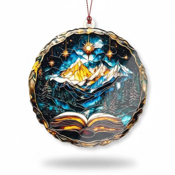 ・? Starry Night Suncatcher Christmas Ornaments 2025 - Fantasy Bookshelf Decor: This exquisite 4-inch acrylic ornament ca...