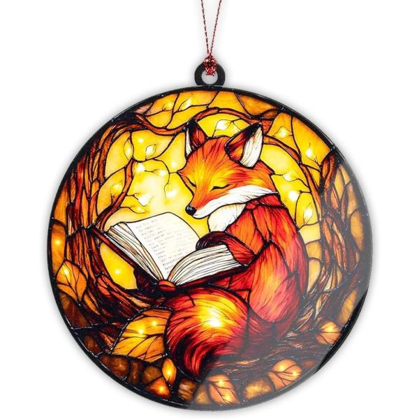 ・? Cute Fox Read Book Christmas Ornaments 2025 - Elegant Holiday Keepsake: Celebrate the season with this beautifully de...
