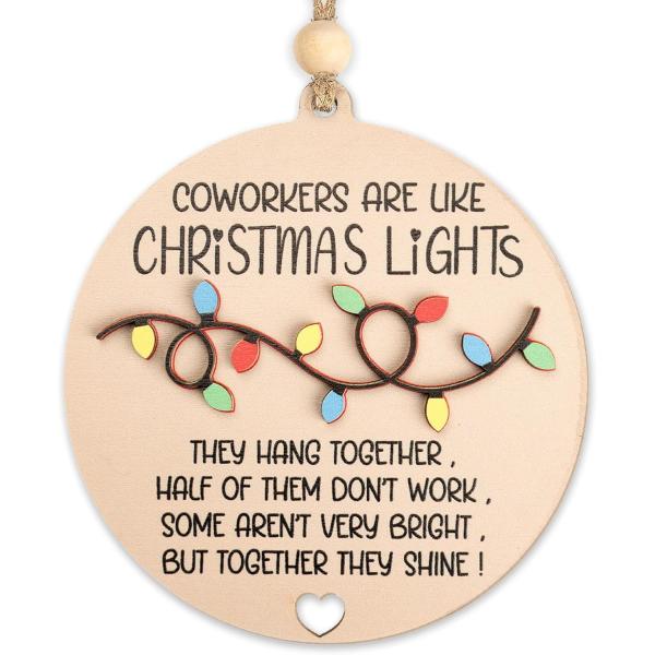 ・? Coworker Christmas Lights Ornaments 2026 - Fun and Heartwarming: Celebrate office friendships with this witty wooden ...