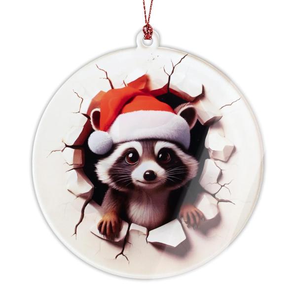 ・? Racoon Christmas Ornaments 2025 - Unique 3D Effect Holiday D〓cor: Bring a playful touch to your holiday season with t...