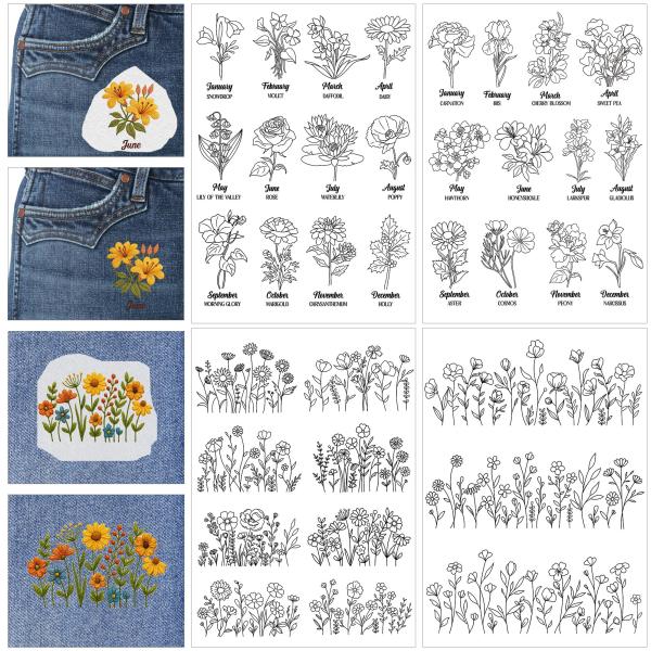 ・Birth Month ＆ Wildflower Motifs: Includes 2 sheets of elegant birth month flower designs and 2 sheets of charming wildf...