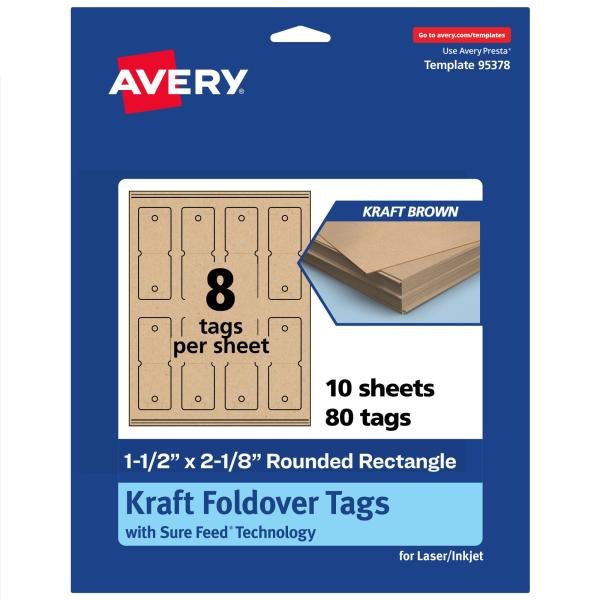・Avery Presta Template 95378を使用して、カスタマイズ可能なフォールドオーバータグを簡単に作成できるAveryの印刷可能なタグで、ブランディング、製品、またはプロジェクトを高めましょう。・30%再生紙で作られたAv...