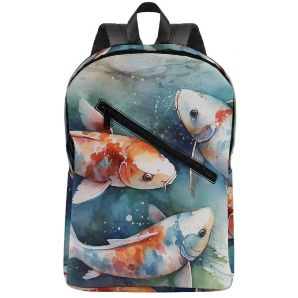 ・High quality materials: Colorful Carp Fish in The Pond Watercolor waterproof daypack is made of premium quality high-de...
