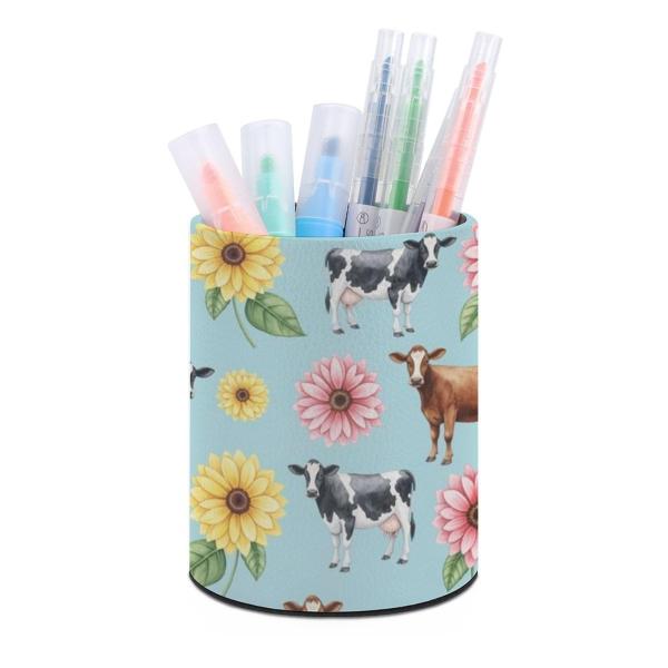 ・Premium Faux Leather Construction: Crafted from high-quality artificial leather, this round pen cup offers dust-proof a...