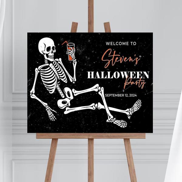 ・CUSTOMIZATION: Fully personalized Halloween welcome sign featuring elegant typography, customizable names, date, and fl...