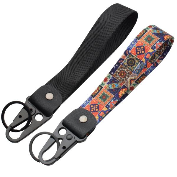 ・? 【2-Pack Versatile Design】： Includes 1 classic black and 1 Mexican Tiles Boho Mandala keychain wristlet lanyard, perfe...
