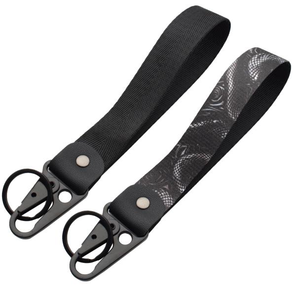 ・? 【2-Pack Versatile Design】： Includes 1 classic black and 1 Goth Snake Print keychain wristlet lanyard, perfect for mat...
