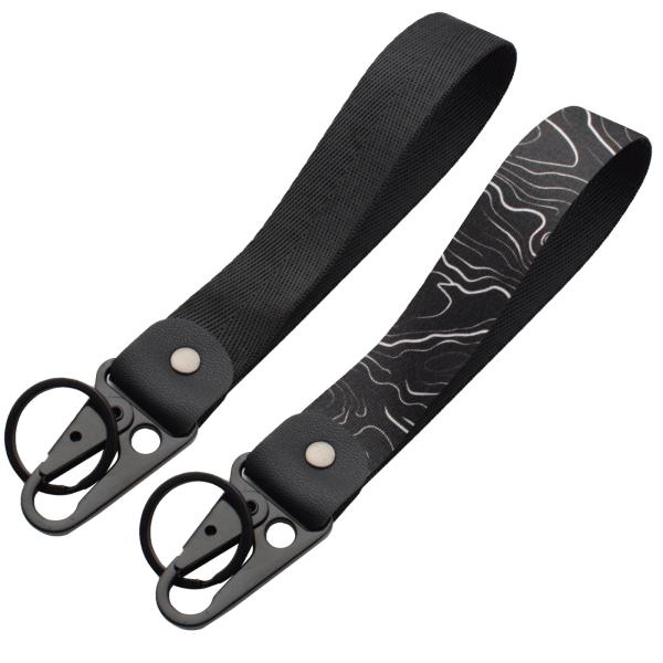 ・? 【2-Pack Versatile Design】： Includes 1 classic black and 1 topo Topographic Map stylish keychain wristlet lanyard, per...