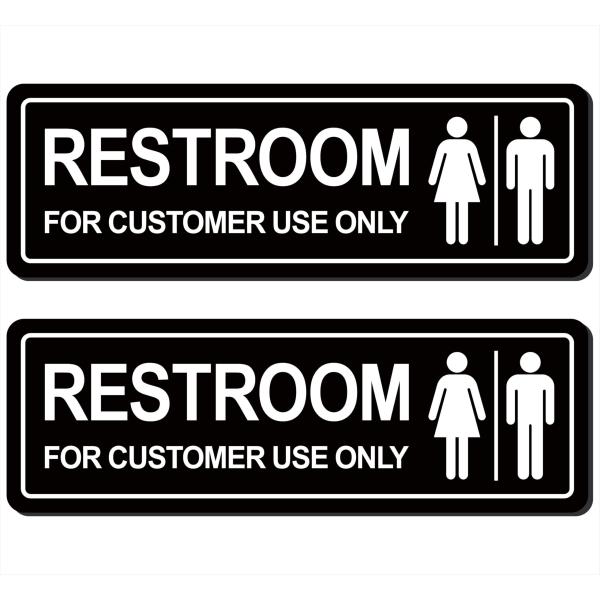 ・Commercial-Grade Design: High-contrast typography paired with universal restroom symbols clearly communicates "Customer...