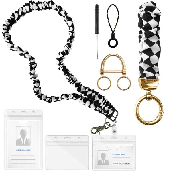 ・?PACKAGE INCLUDES:You will get 1 X elastic teacher scrunchies lanyard,1 x scrunchie keychain wristlet,1 X horizontal ta...