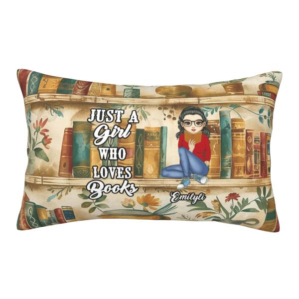 ・Personalized Book Lover Design: Customize your throw pillow with phrases like "Just a Girl Who Loves Books" or any othe...