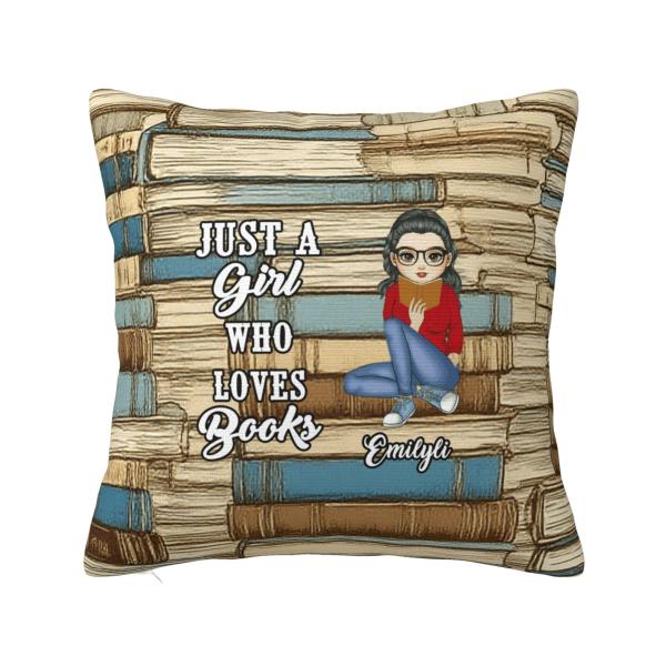 ・Personalized Book Lover Design: Customize your throw pillow with phrases like "Just a Girl Who Loves Books" or any othe...