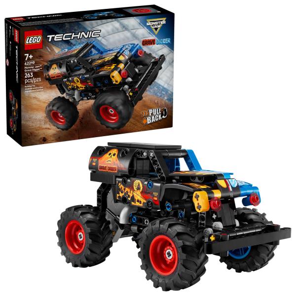 ・UNLEASH ARENA-SIZED THRILLS - Kids build and launch a pull-back monster truck with the LEGO Technic Monster Jam Grave D...