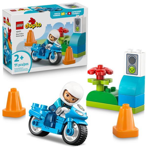 ・MOTORCYCLE PATROL ADVENTURE - The LEGO DUPLO Town Blue Police Motorcycle (10471) building toy for toddler boys and girl...