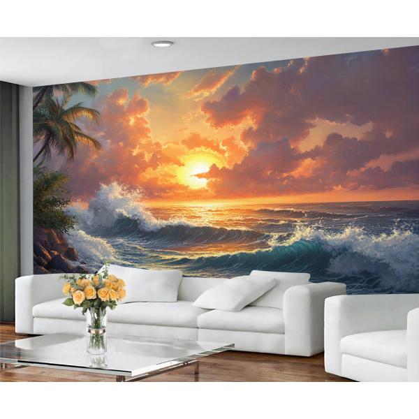 ・Size: The total size is 78.7"W x 55.1"H, for the convenience of installation, the mural is cut into 4 pieces, each piec...