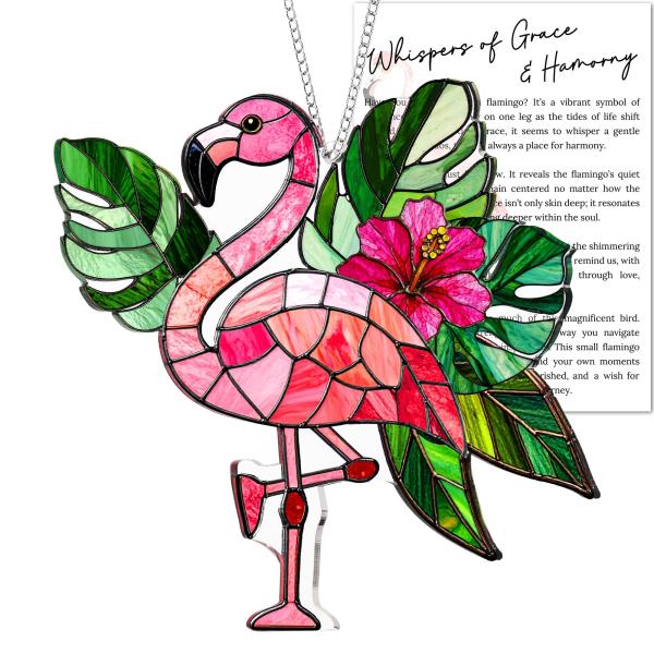 ・? Charming Flamingo Design - This adorable flamingo ornament with a mushroom hat adds a whimsical touch to your home d〓...
