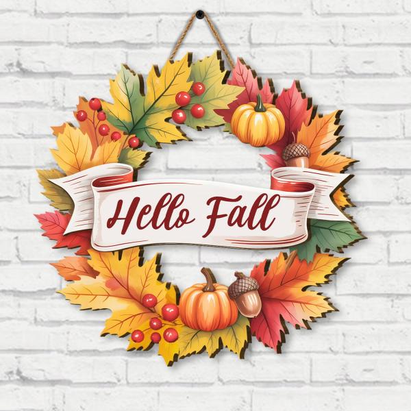 ・Rustic Farmhouse Design - Celebrate autumn with a charming pumpkin theme and "Hello Fall" message. Perfect for adding w...