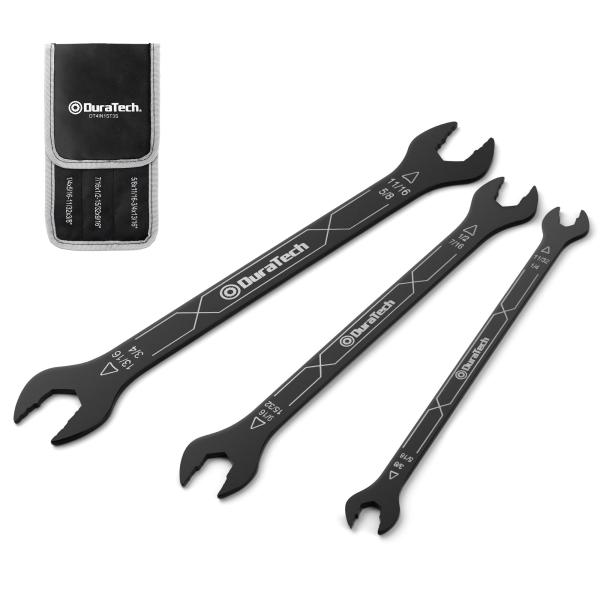 ・4-in-1 Design: This unique 3-piece thin wrench set combines 12 metric sizes into 3 dual open-end wrenches: 1/4×5/16-11/...