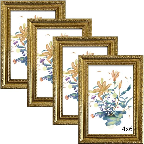 ・Premium Gold Finish: This 4x6 picture frame crafted with a luxurious rose-gold metallic coating that resists fingerprin...