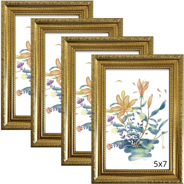・Premium Gold Finish: This 5x7 picture frame crafted with a luxurious rose-gold metallic coating that resists fingerprin...