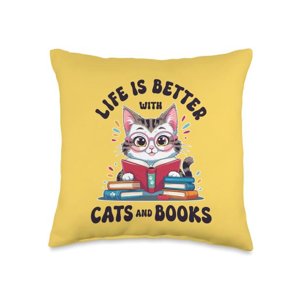 ・Features a cat in glasses reading a book with colorful text. Combines the joy of reading with love for cats. Perfect fo...