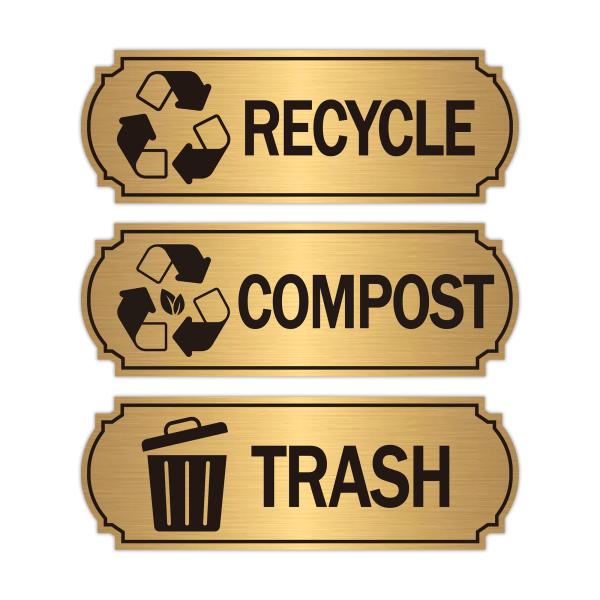 ・?【Package Content】:You will receive 3pcs gold trash compost and recycle sticker for kitchen, which comes with adhesive ...