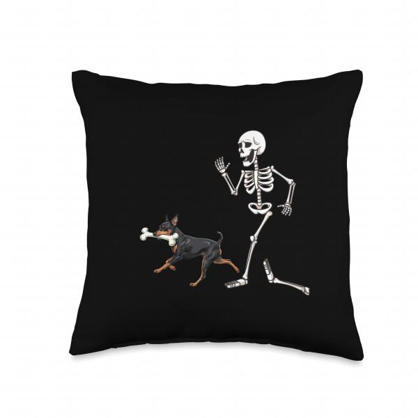 ・Are you looking for a funny halloween dog design? Then this Miniature Pinscher and skeleton halloween design is just wh...