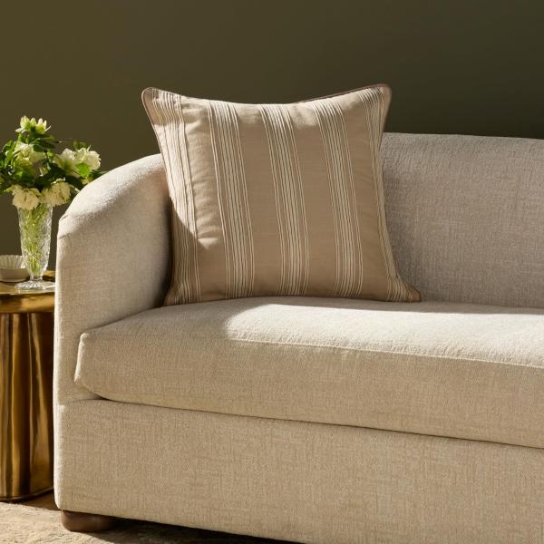 ・Beige-Striped Throw Pillow: The Verona throw pillow by Chris Loves Julia x Loloi features a classic wide stripe design ...
