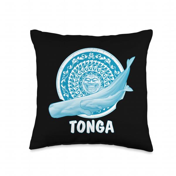 ・The design features sperm whales on an emblem of Tonga with Polynesian design elements, hibiscus flowers and waves. It ...