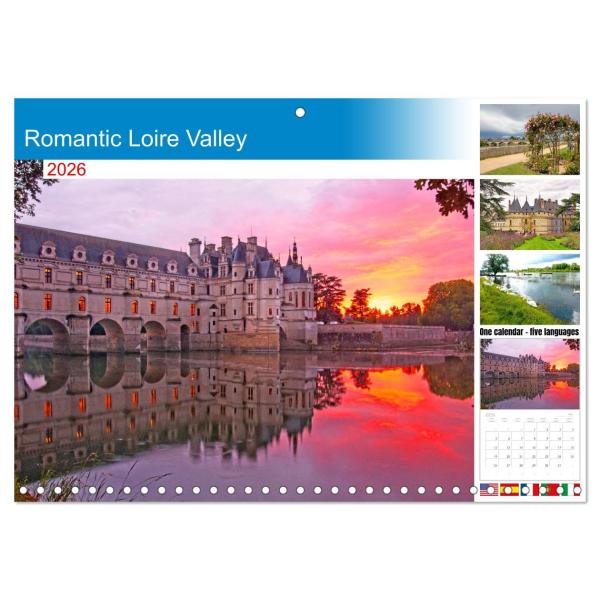 ・12 unique pictures, large monthly grid for planning with dates in 5 languages, including Spanish and French. 14 Month C...