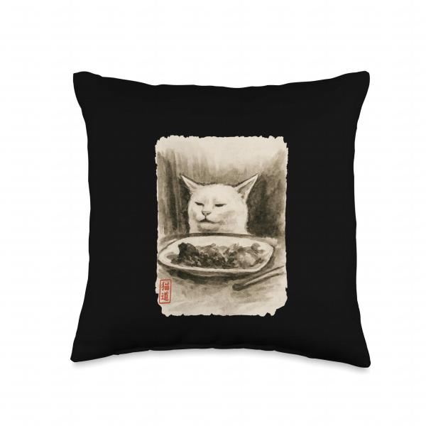 ・Yelled At Cat, Get this funny kawaii dinner table confused cat internet yelling meme sumi-e ink painting inspired desig...