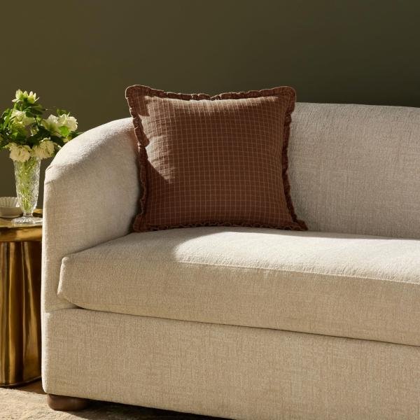 ・Ruffled Throw Pillow: The Dinah throw pillow features a subtle gridded pattern framed with short ruffles for a sophisti...
