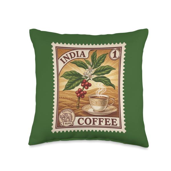 ・Vintage Coffee Stamp Design: A unique collection of international coffee-themed postage stamps featuring classic retro ...