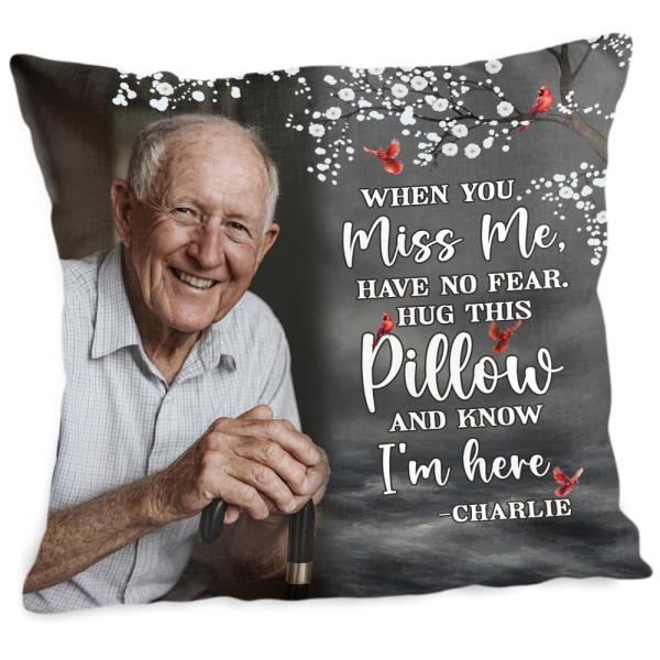 ・? Personalized Memorial Pillow - Create a meaningful keepsake with your loved one's photo and name. Left side features ...