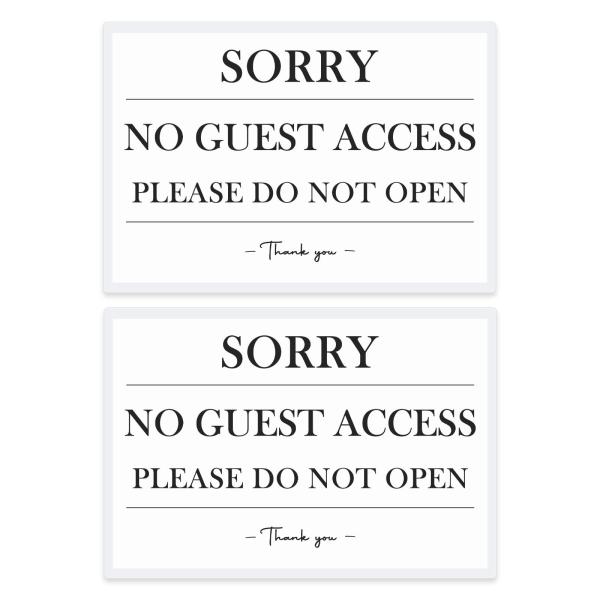 ・Clear Access Restriction: Features bold "NO GUEST ACCESS" text for immediate visibility, helping to control entry to pr...