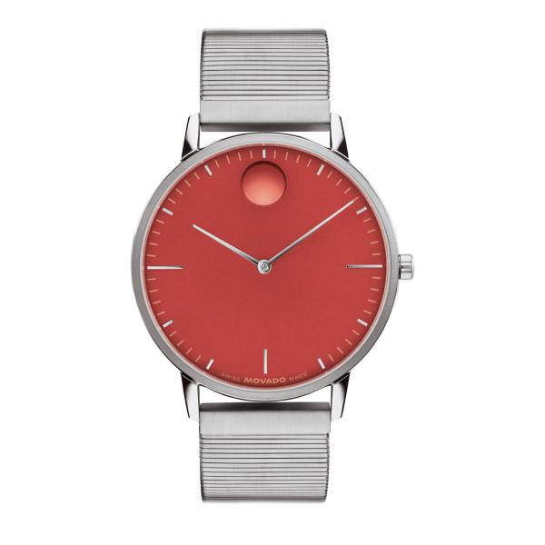 ・The Face Collection explores modern minimalism through the art of color.・Movado Face, Stainless Steel Case, Red Dial, w...