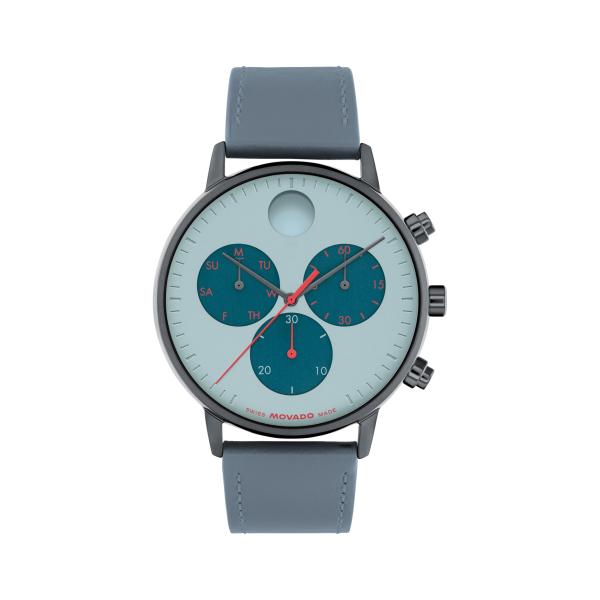 ・The Face Collection explores modern minimalism through the art of color.・This 43mm chronograph features a sky blue dial...