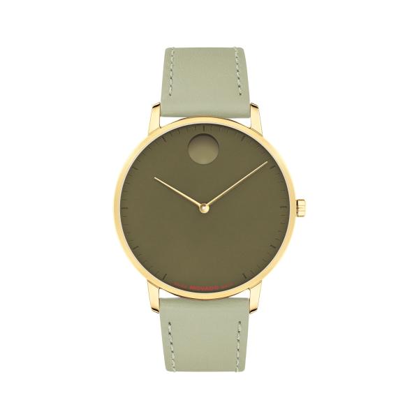 ・The Face Collection explores modern minimalism through the art of color.・This 41mm two-hand watch features a gold PVD c...