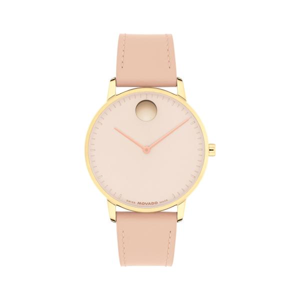 ・The Face Collection explores modern minimalism through the art of color.・This 39mm two-hand watch features a light gold...