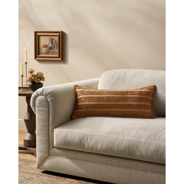 ・Amber Lewis x Loloi Throw Pillow: Apsyn is an amber-orange throw pillow with textured, deeper-toned stripes for organic...